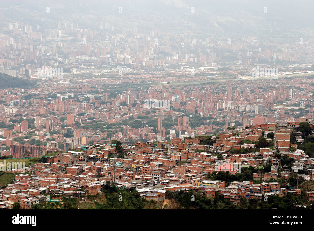 Aerial view of Medellin barrios from cable-car, Medellin, Colombia ...