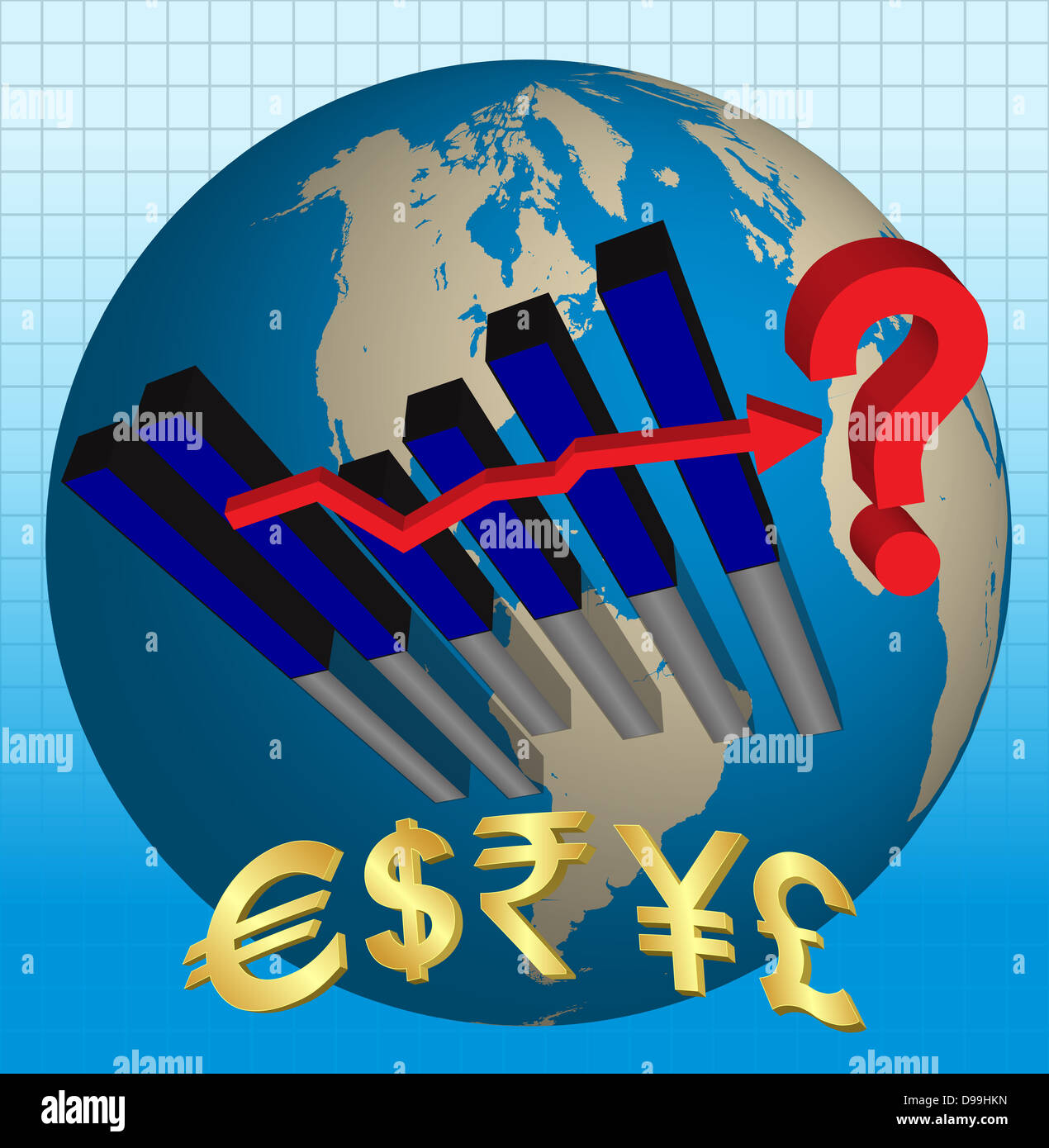 An illustration that depicts that the world is facing economic problems ...