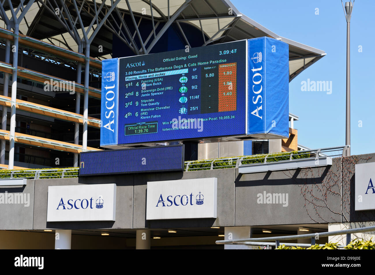 Electronic racing timetable, Ascot Racecourse, Ascot, England, United ...