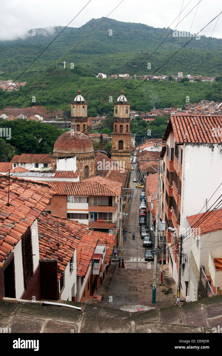 Catedral Santa Cruz and green hills around San Gil, Colombia Stock ...