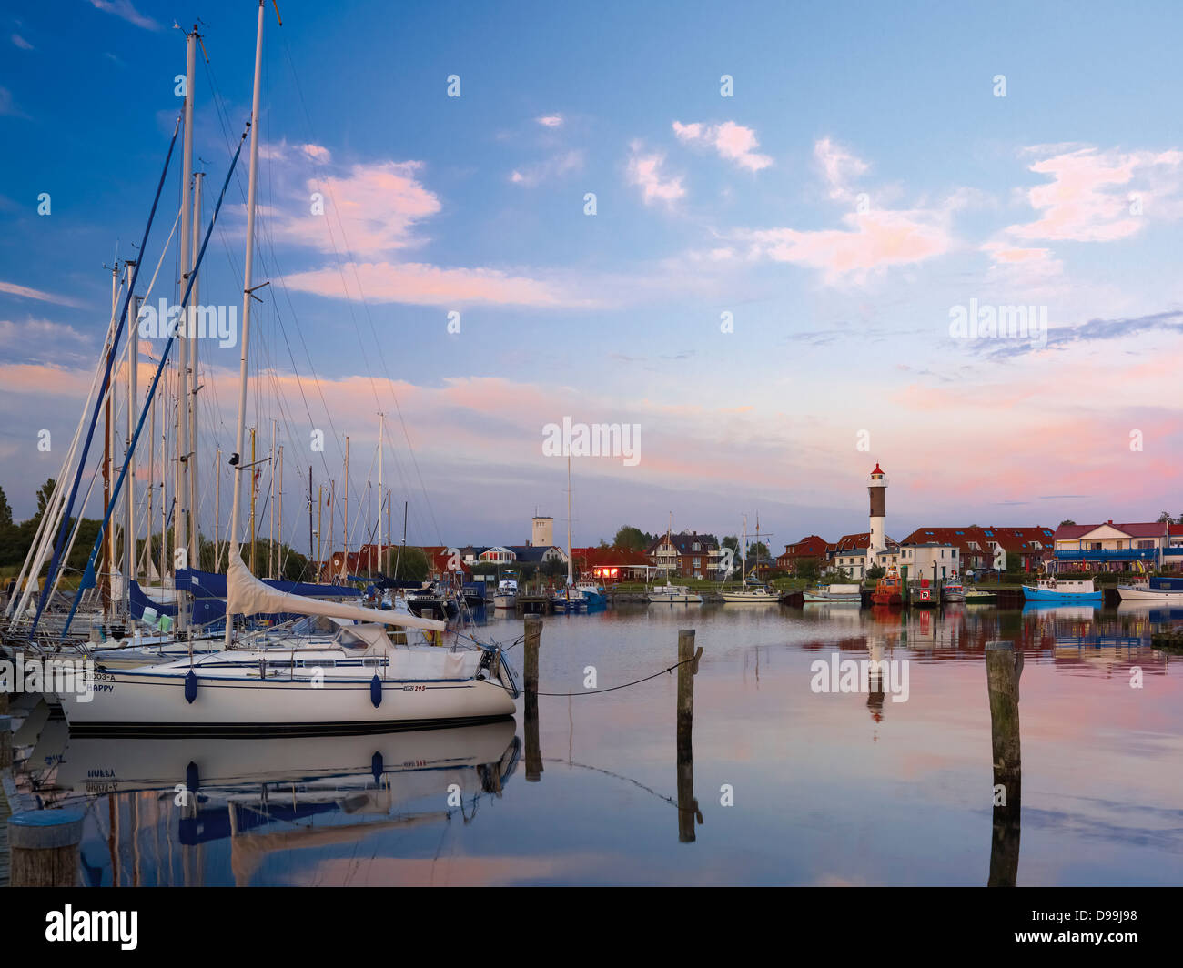 Port of Timmendorf at sunset, Poel Island, Mecklenburg-Western ...