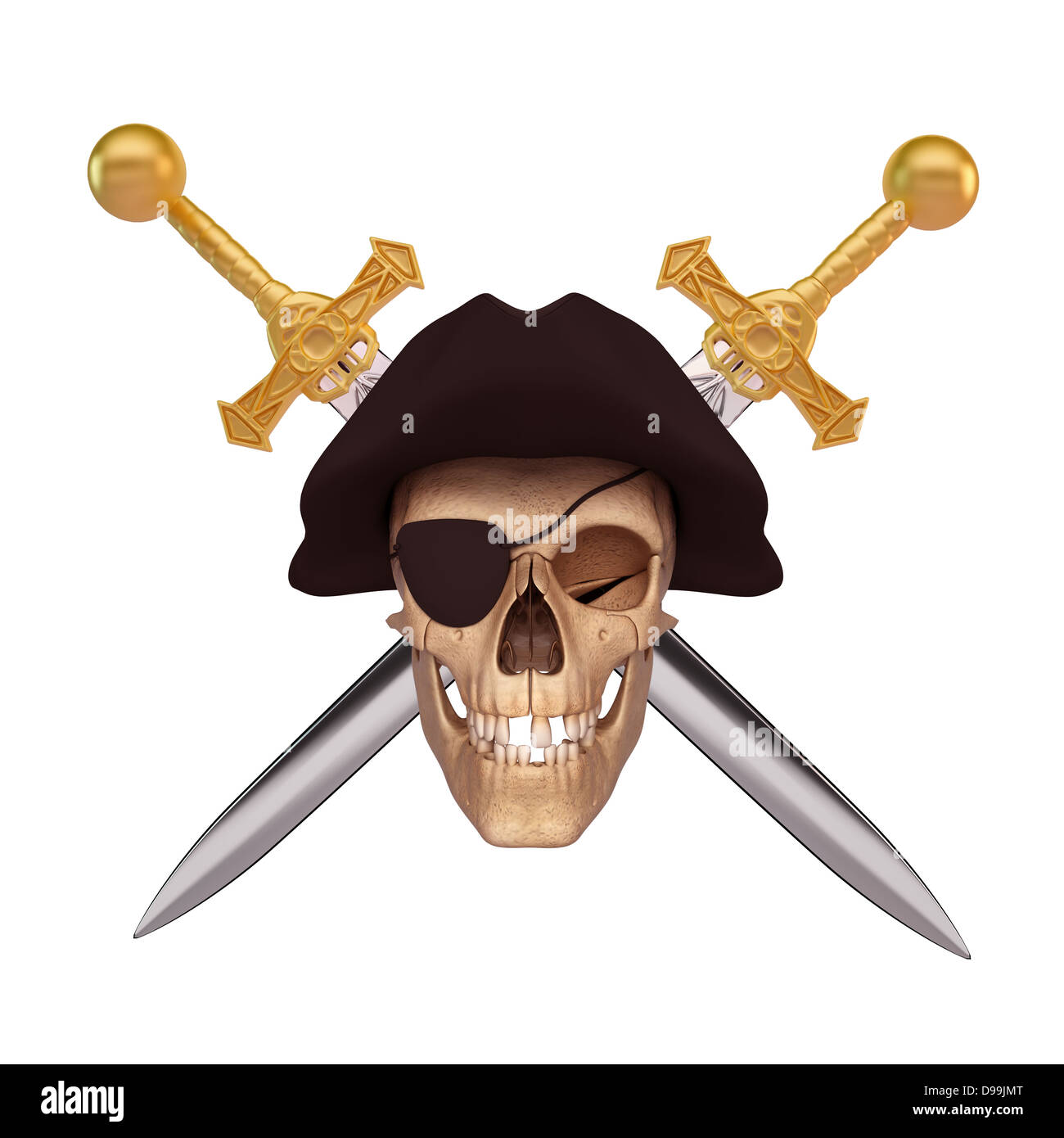 Ancient skull with two sword Stock Photo - Alamy
