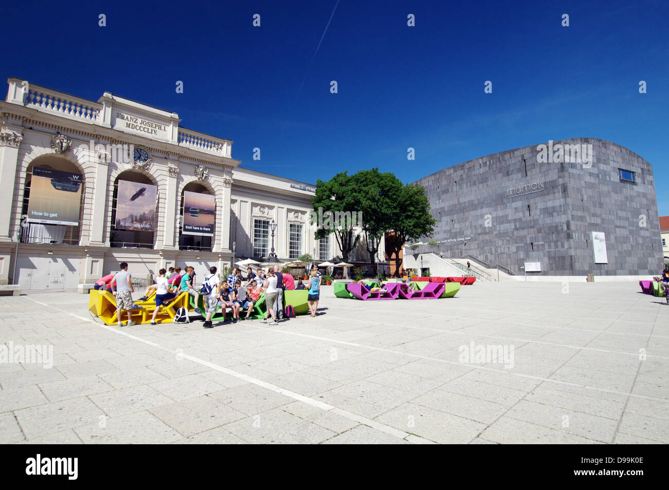 Modern architecture of museum and art gallery on right hi-res stock ...