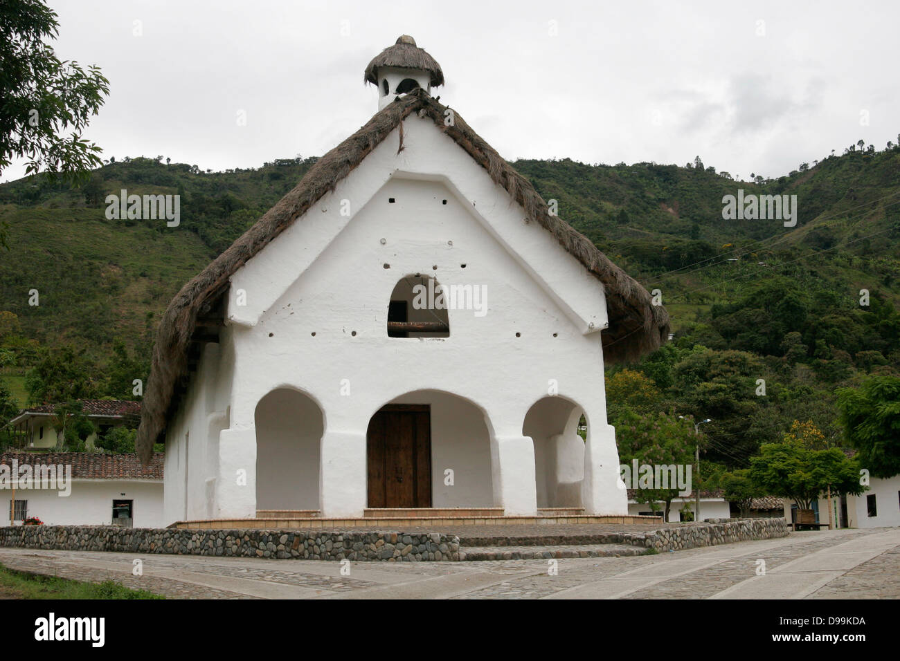 Thatched adobe church in the little town of San Andres de Pisimbala ...