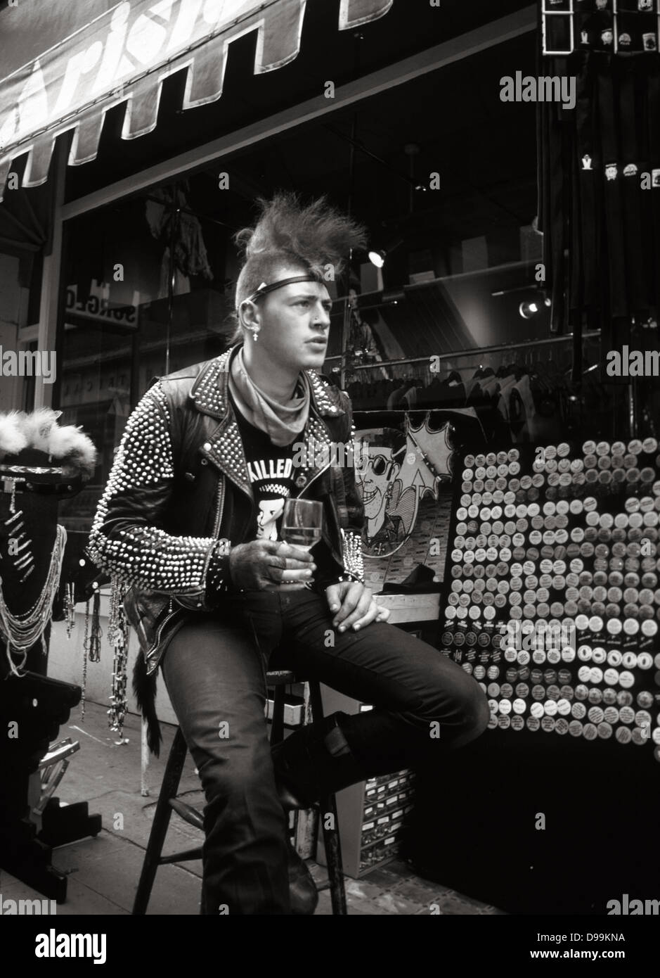 King's Road punk with mohican hairstyle in Chelsea, London, 1981 Stock ...