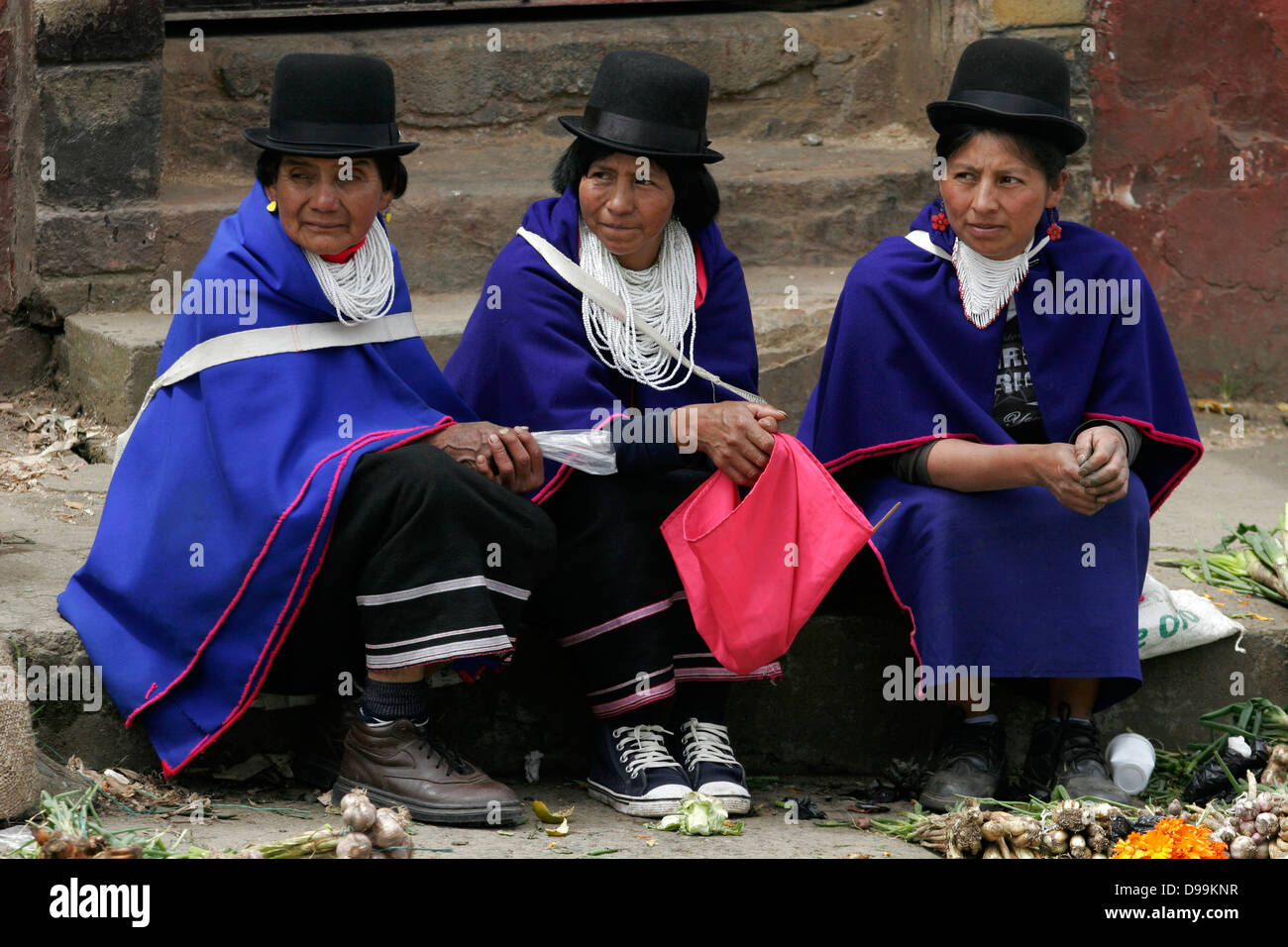 Indigenous Guambiano people on the market in Silvia near Popayan ...