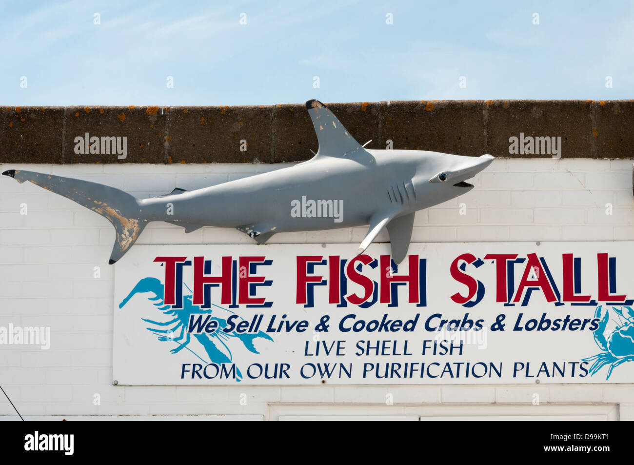The fish stall sign with a shark Stock Photo - Alamy