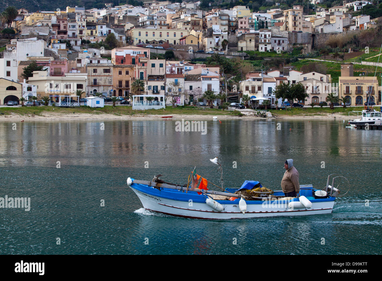 A Fishing boat in the port of Castellammare del Golfo in the province ...