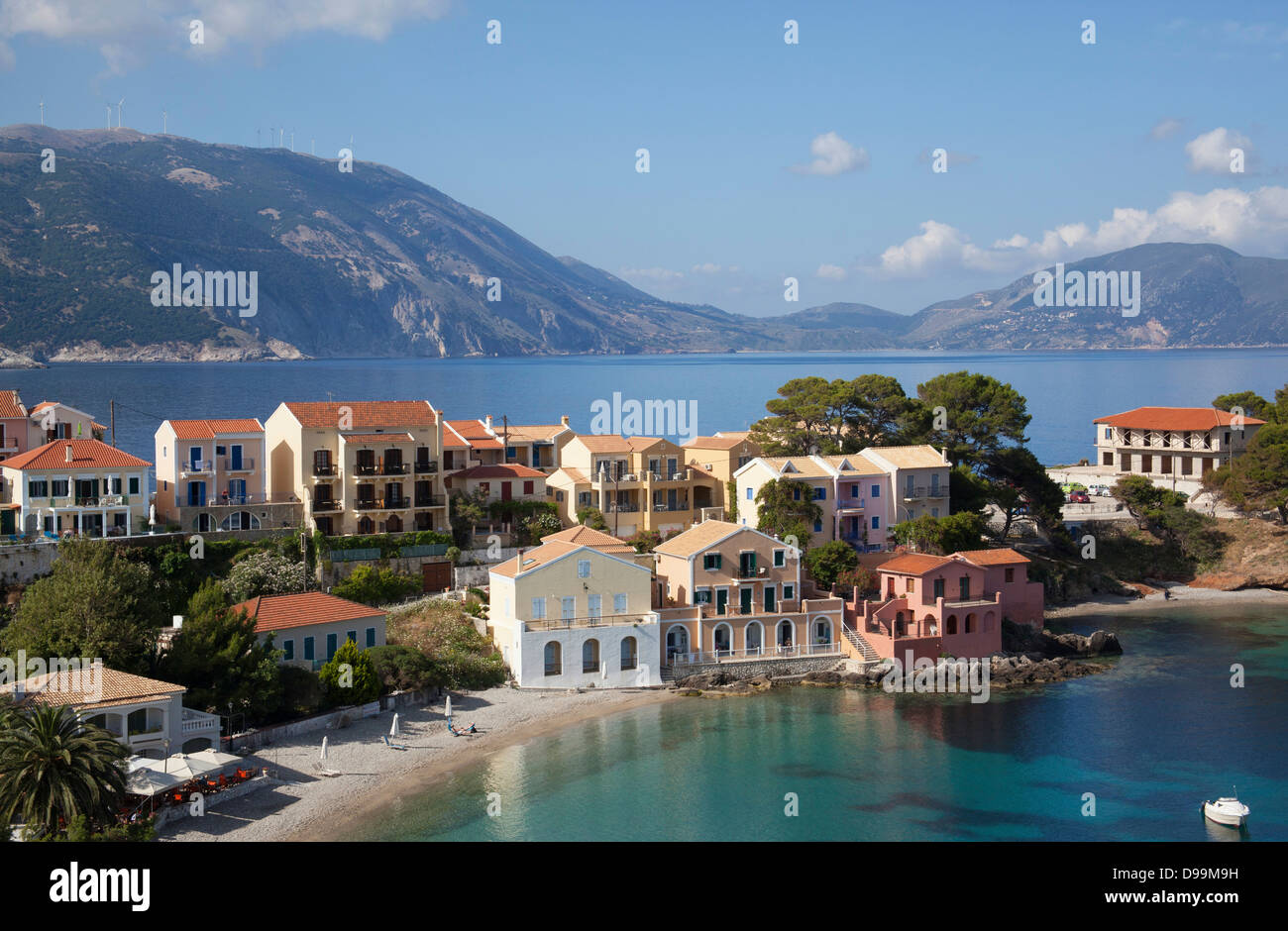 The Isthsmus of Assos Kefalonia with sheltered harbour and Myrtos bay ...