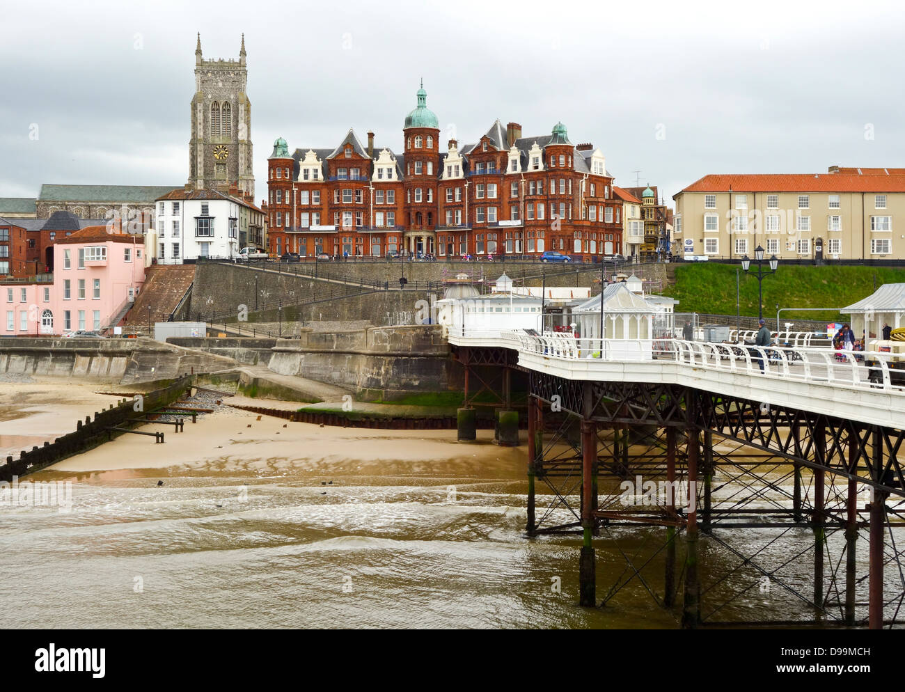 On Cromer Pier looking towards town with hotel de Paris Stock Photo - Alamy