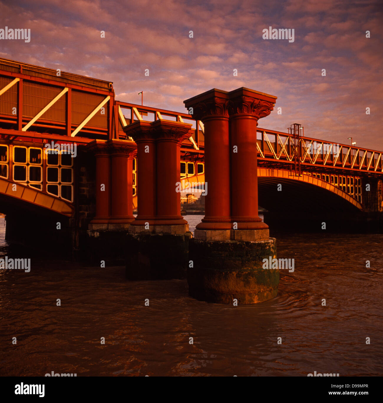 The pillars of the old Blackfriars railway bridge across the River ...