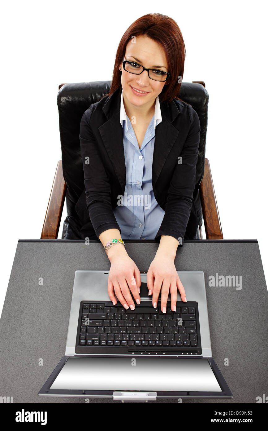 Closeup portrait young businesswoman desk hi-res stock photography and ...