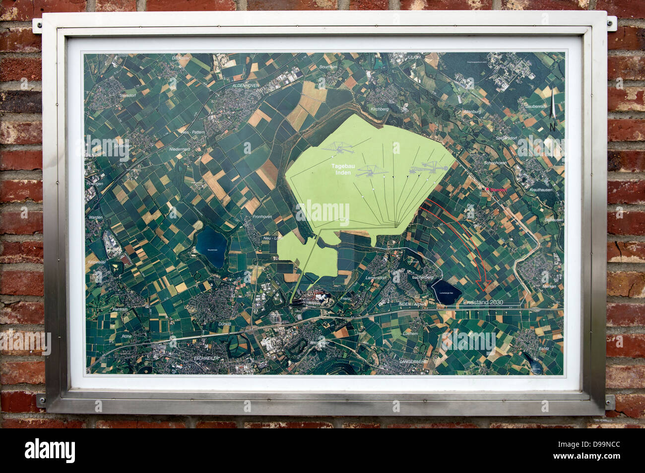 A map of the Tagebau (open-cast coal mine) Inden showing the growth of ...