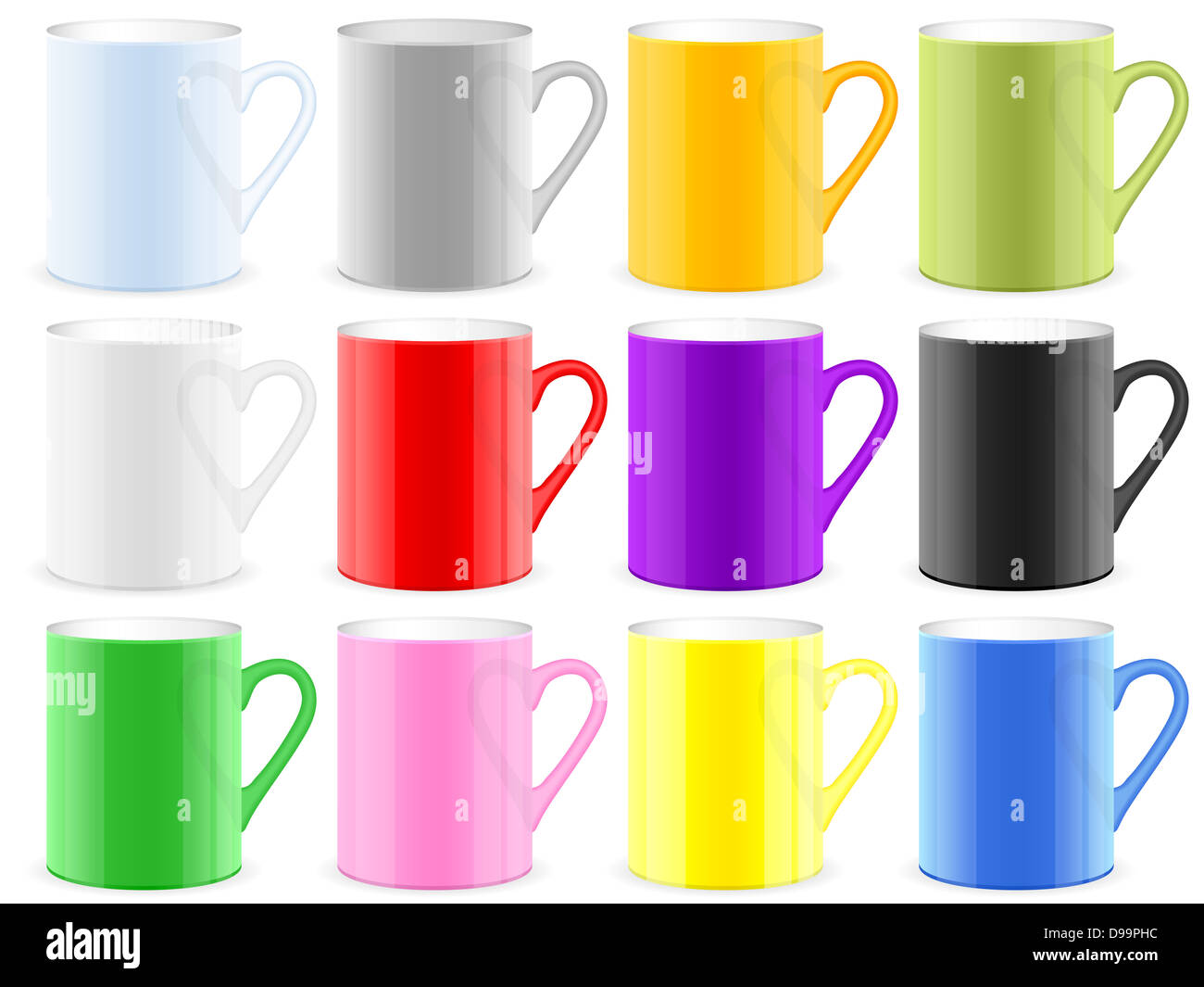 Color coffee cups on white background. Vector illustration Stock Photo ...