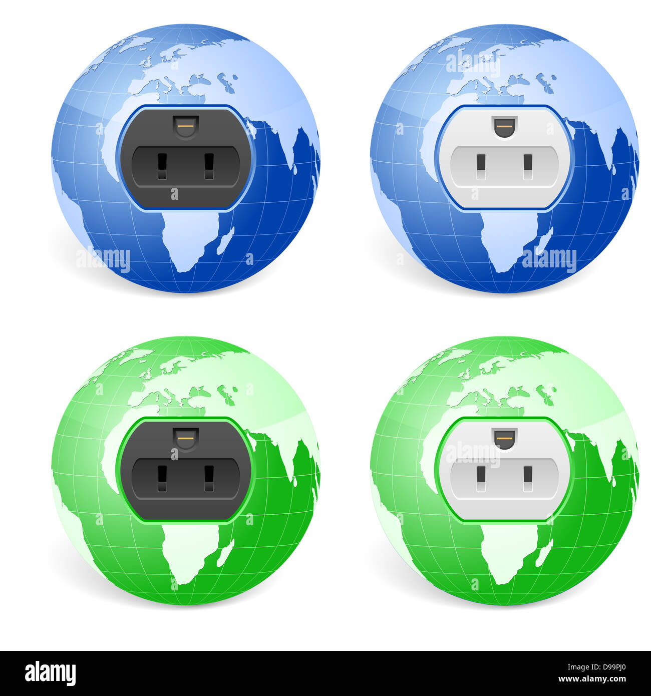World globe with outlet socket on white background. Vector illustration ...
