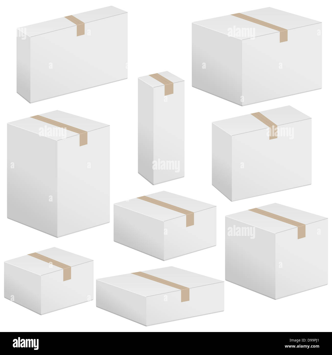 Cardboard box set on white background. Vector illustration Stock Photo ...