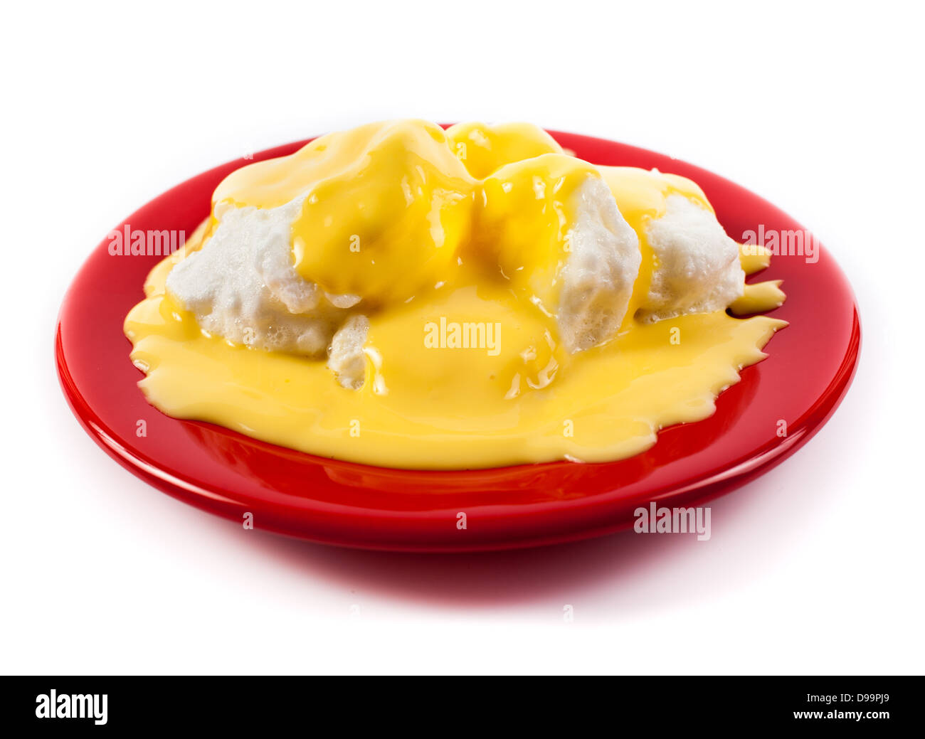 Floating Island, French dessert with custard cream and whipped eggs on ...