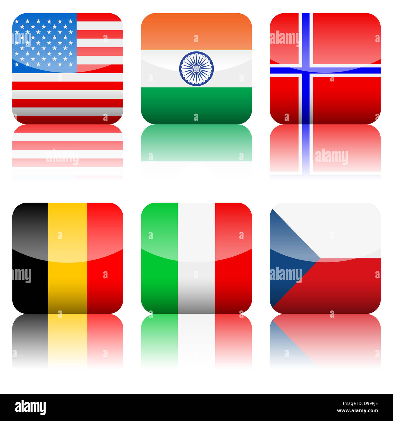 Square national flag set on a white background. Vector illustration ...