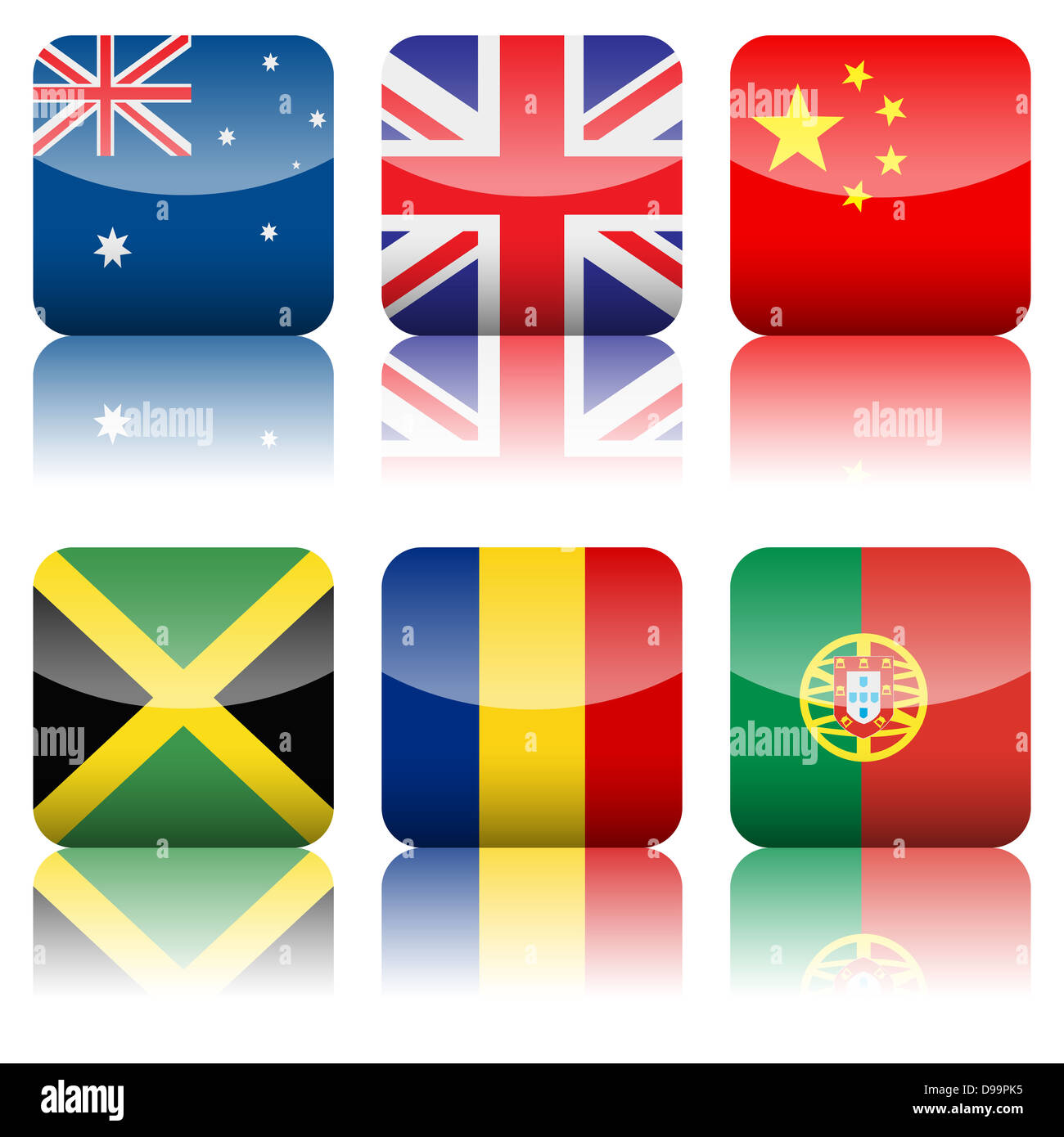 Square national flag set on a white background. Vector illustration ...