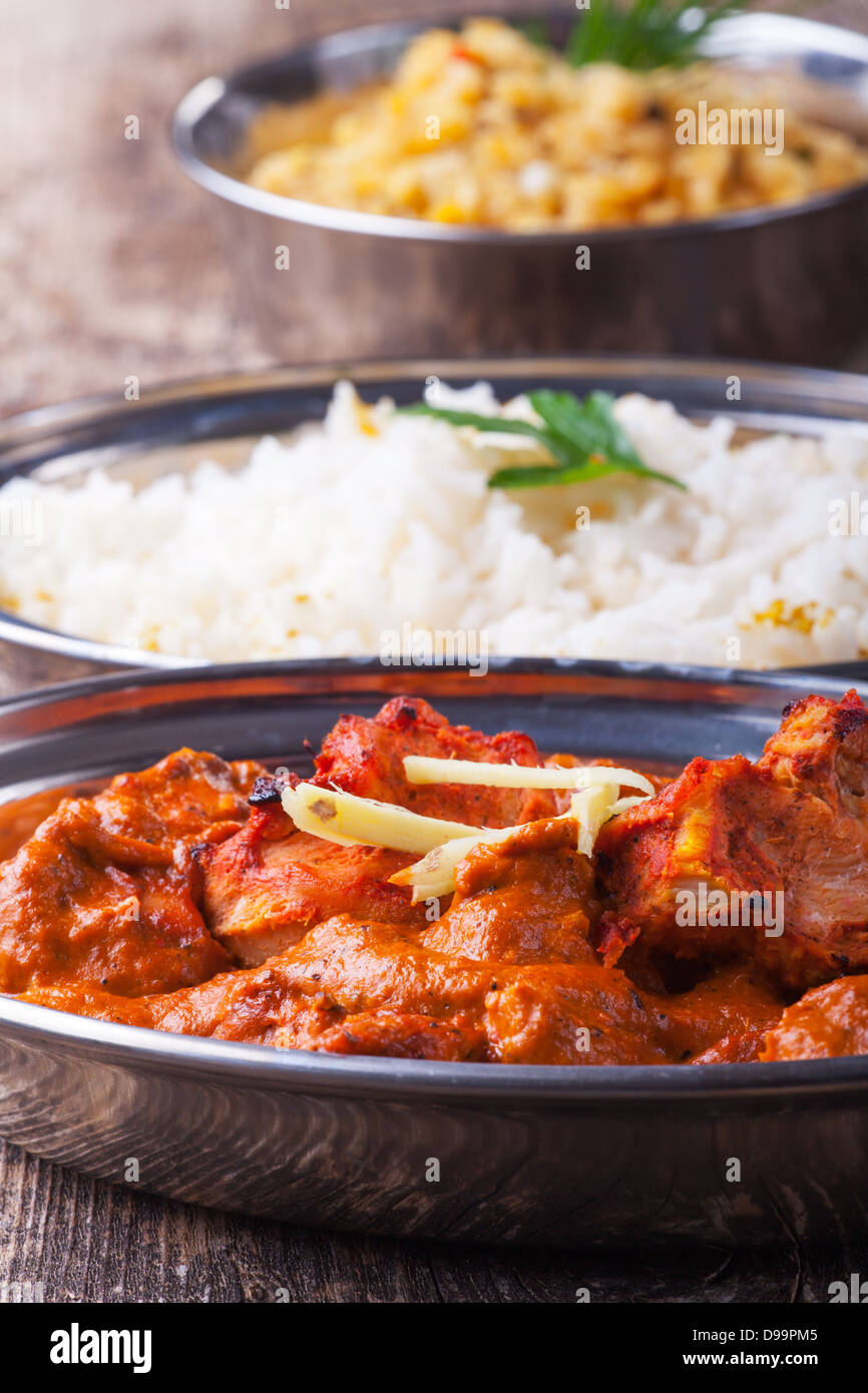 indian chicken tikka masala with rice Stock Photo - Alamy