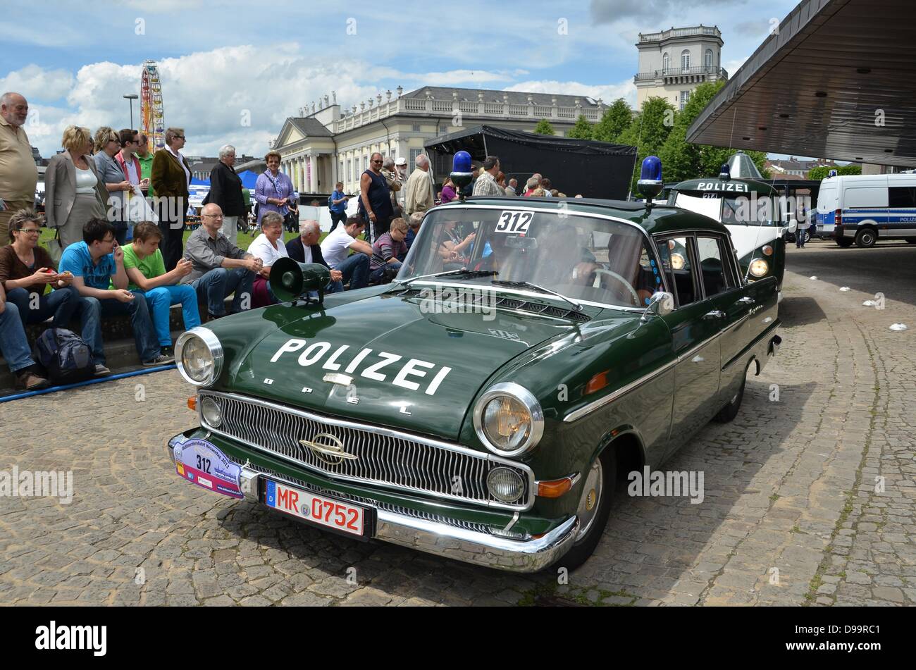 An Opel Captain Police car is driven at the Hesse State Exhibition in ...