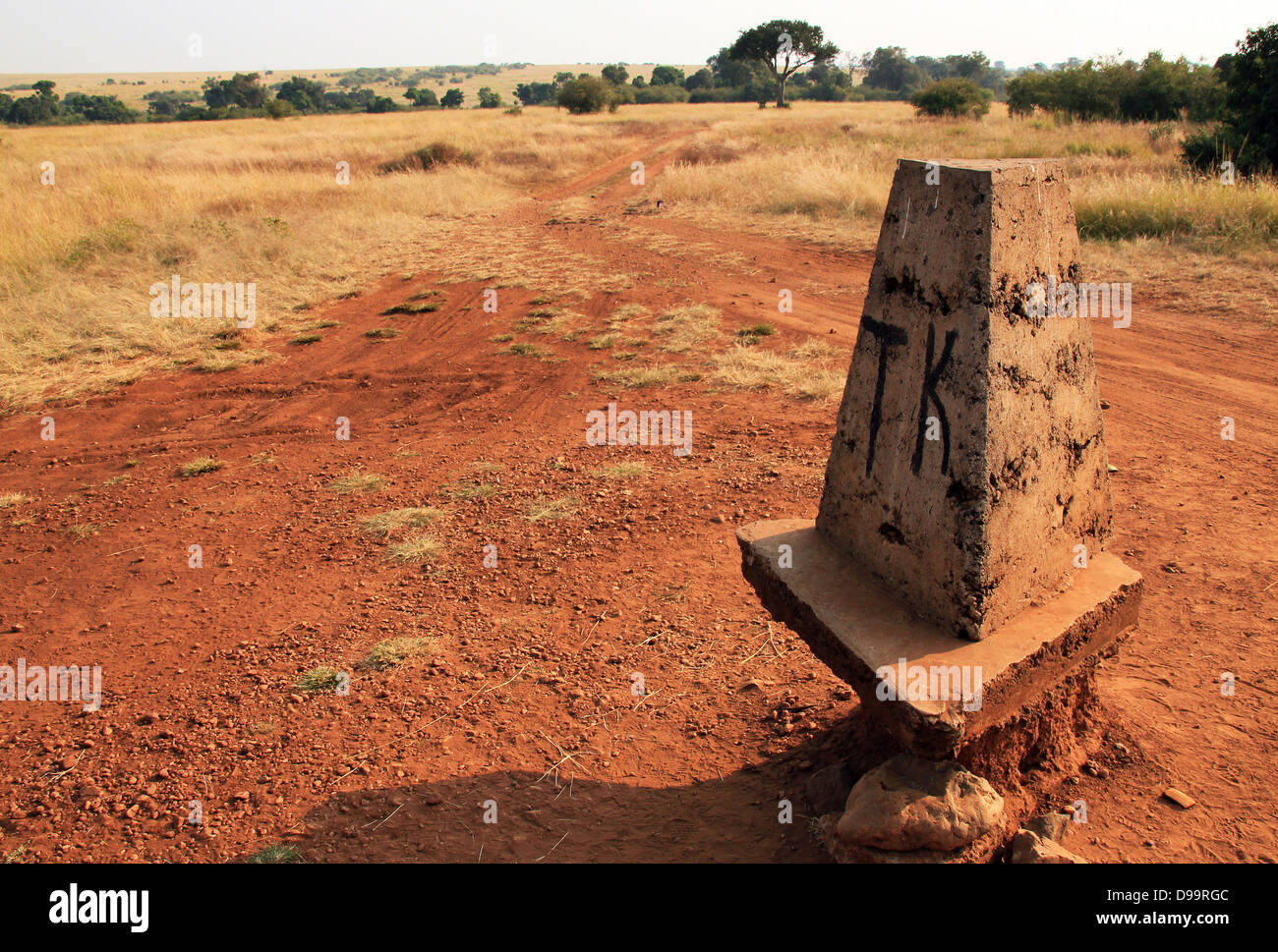 Border Stone between Kenya and Tanzania (Maasai Mara and Serengeti ...