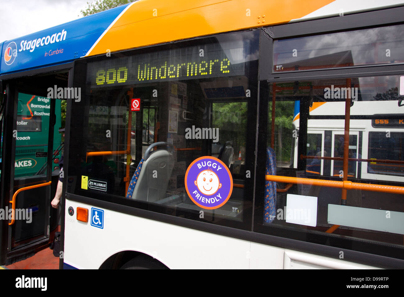 buggy friendly sign on Stagecoach bus Stock Photo - Alamy