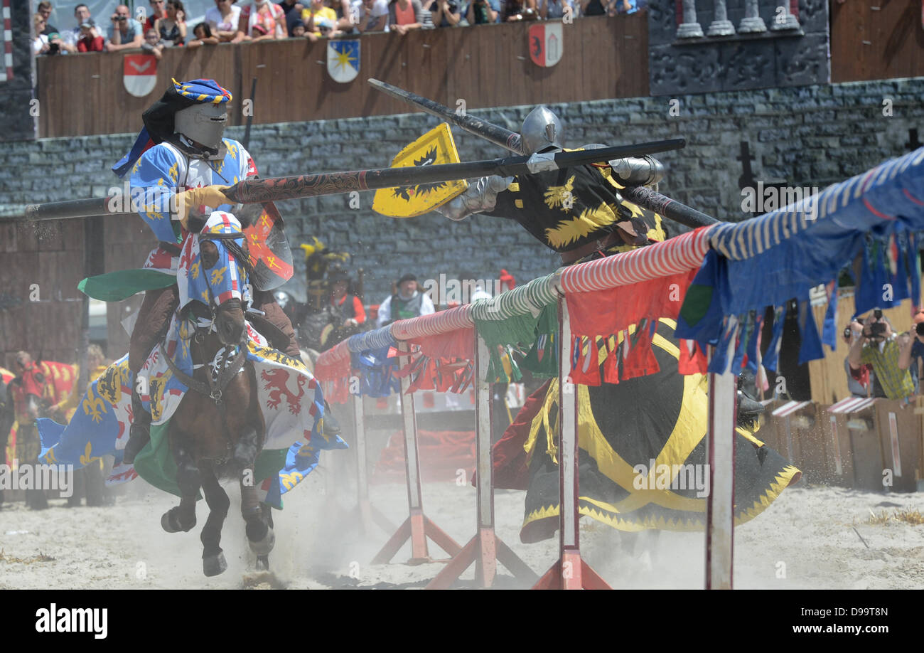 "Knights" joust at the Maximilian-Jousting Renaissance fair in Horb am ...