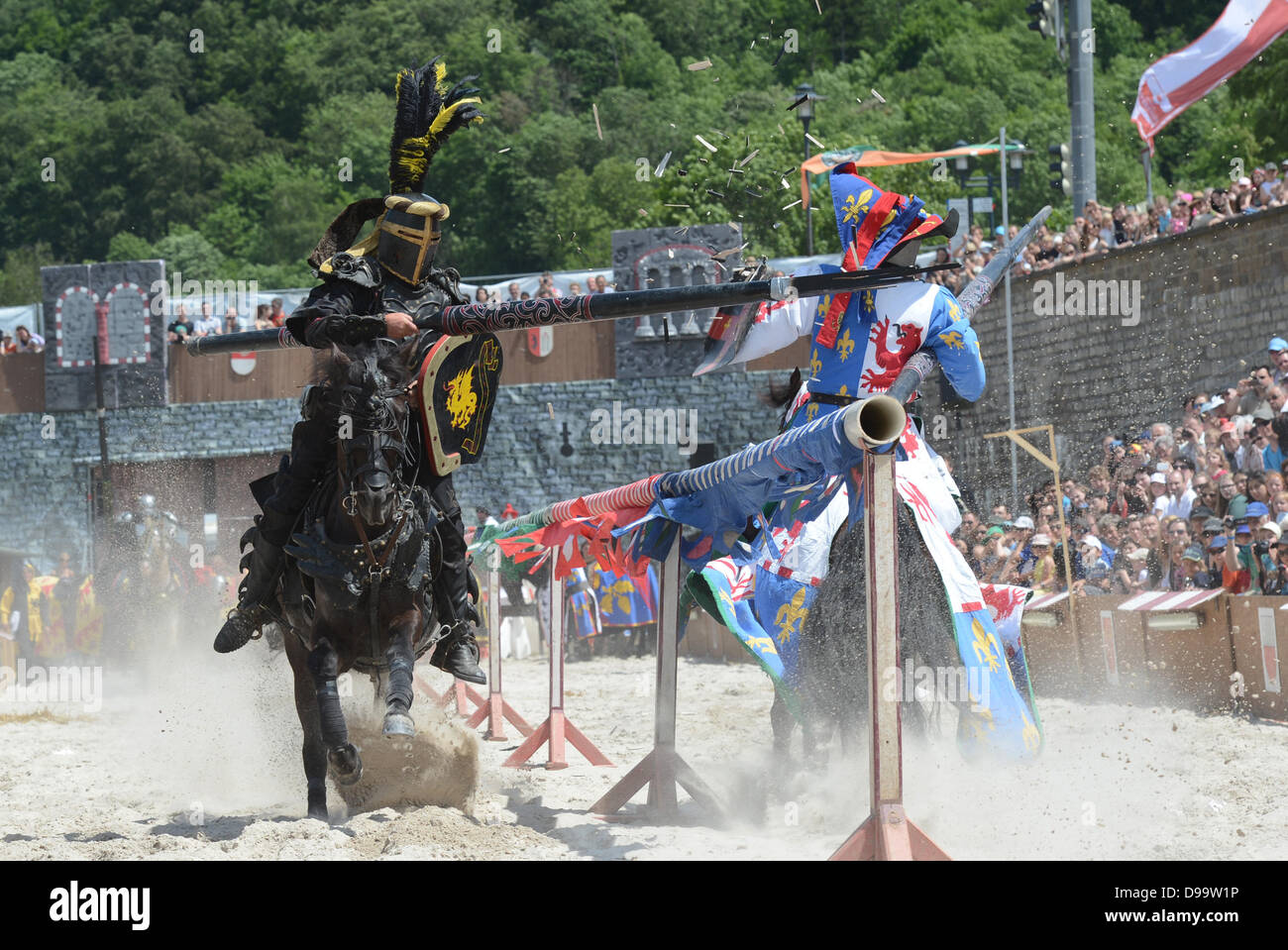 "Knights" joust at the Maximilian-Jousting Renaissance fair in Horb am ...