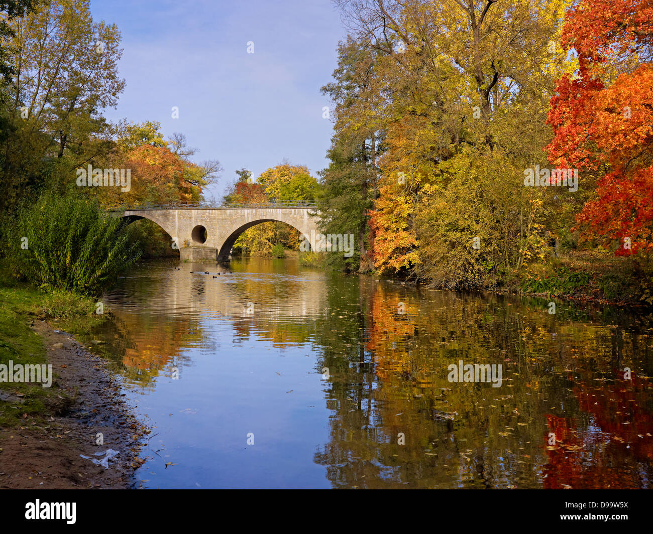 Sternbruecke bridge in the Park on the Ilm in Weimar, Thuringia ...