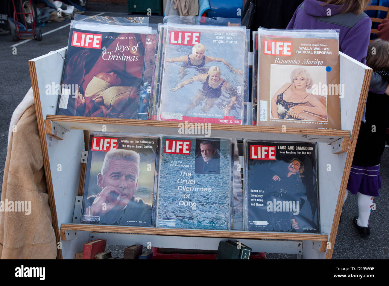 Covers of Life magazine for sale at a flea market in Eastern Market ...