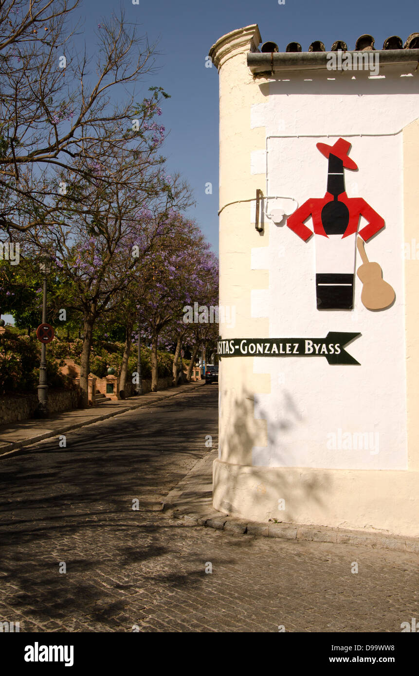 Tio Pepe logotype at bodegas of Tio Pepe of González Byass in Jerez de ...