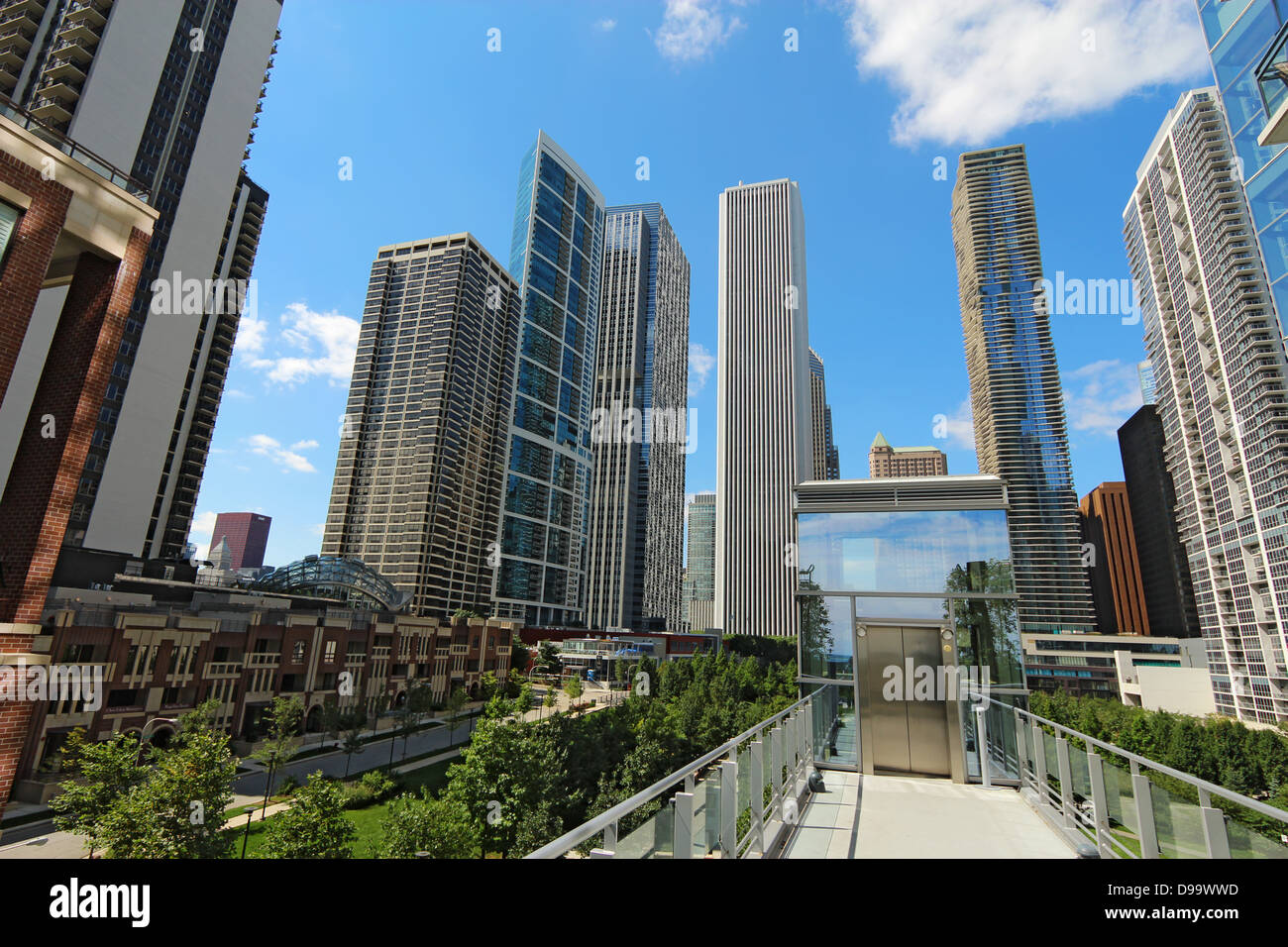 An elevator and skyscrapers in downtown Chicago, Illinois Stock Photo ...