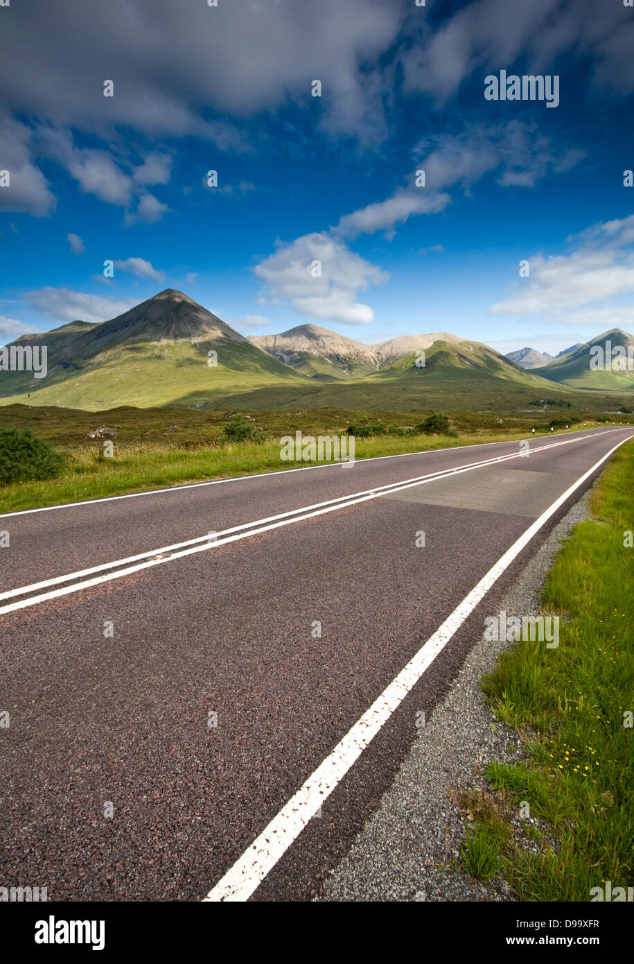 The main road near Sligachan on the Isle of Skye, Scotland, UK, passing ...