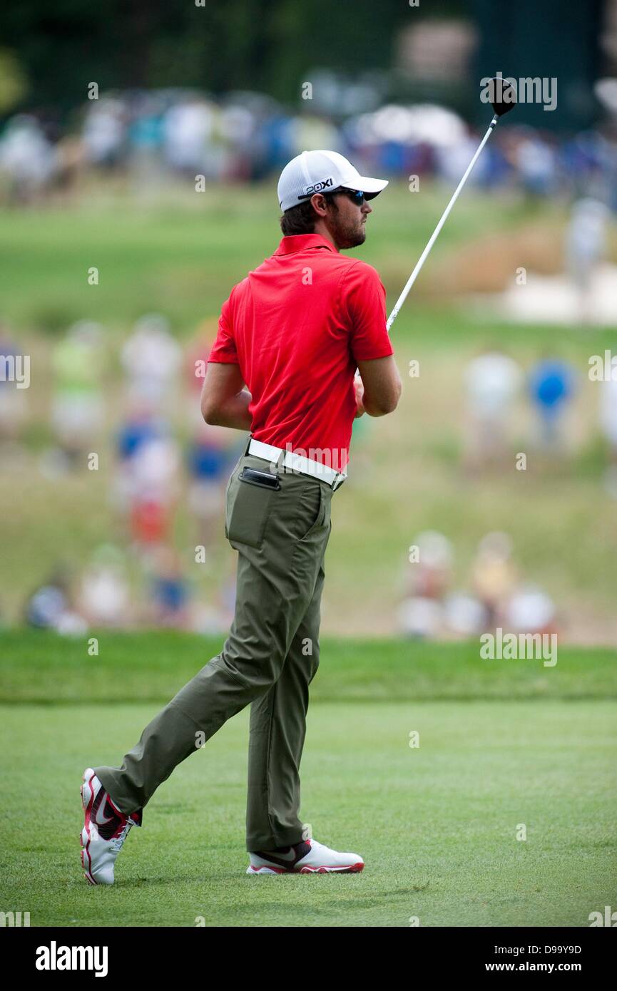 New York, USA. 15th June 2013. Kyle Stanley, of USA, swings on the 2nd ...