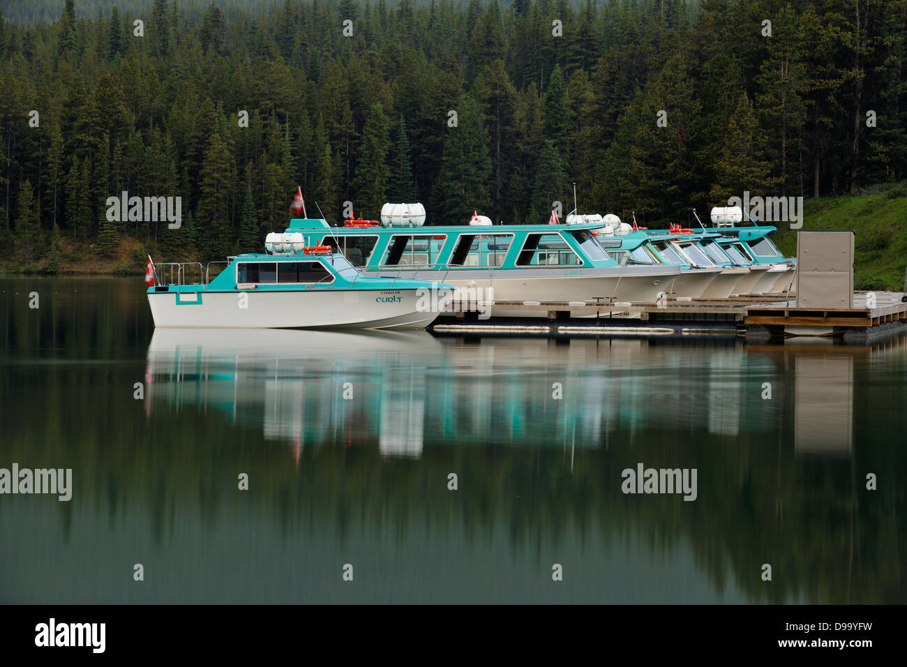 Tourboats on Maligne Lake Jasper National Park Alberta Canada Stock ...