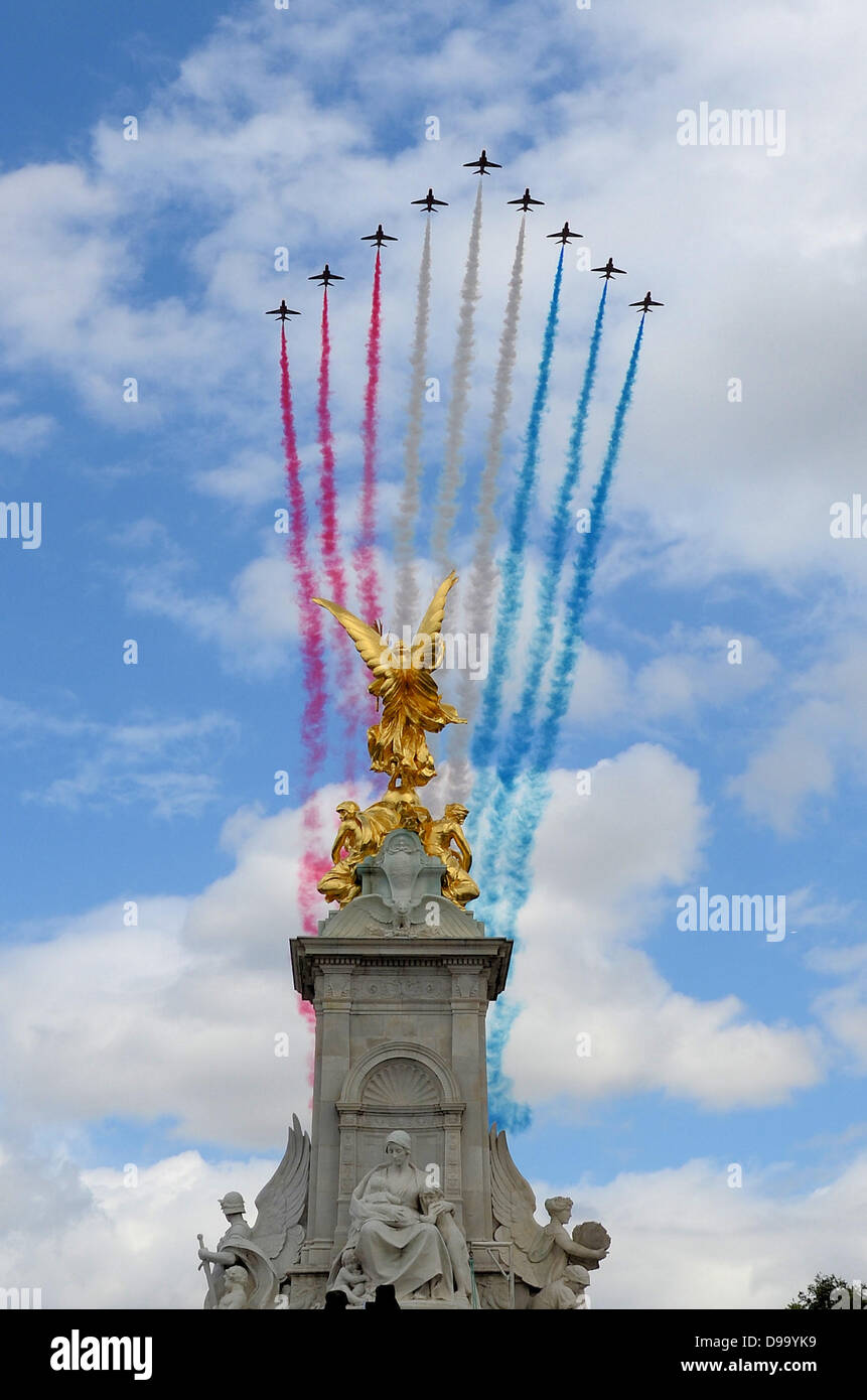 Queen's Birthday Flypast after Trooping the Colour, which the Royal ...