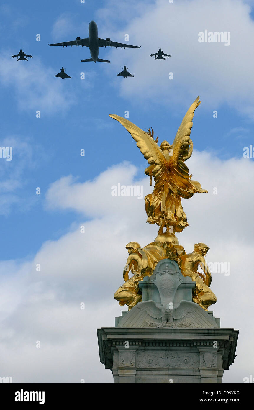 Queen's Birthday Flypast after Trooping the Colour, which the Royal ...