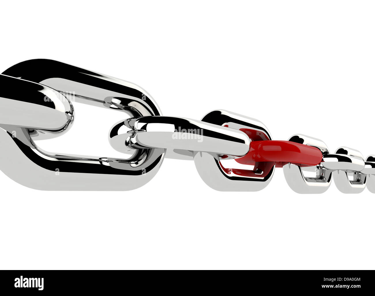 3d render of chain with a red chain on white Stock Photo - Alamy