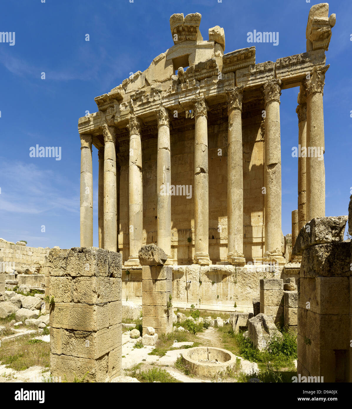 West facade, Temple of Bacchus in ancient city of Baalbek, Lebanon ...