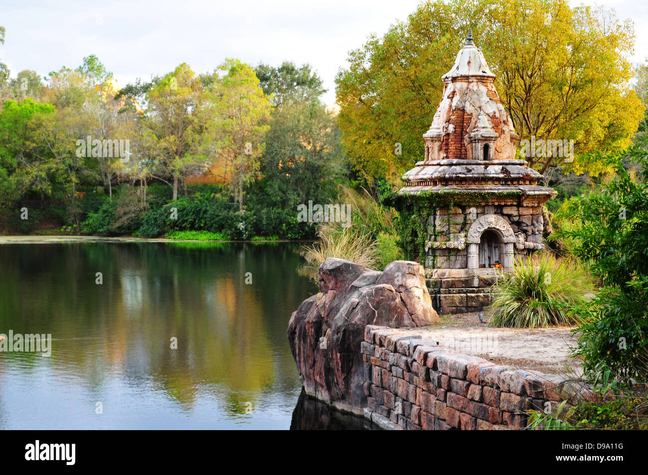 Ancient Asian monuments at a lake shore Stock Photo - Alamy