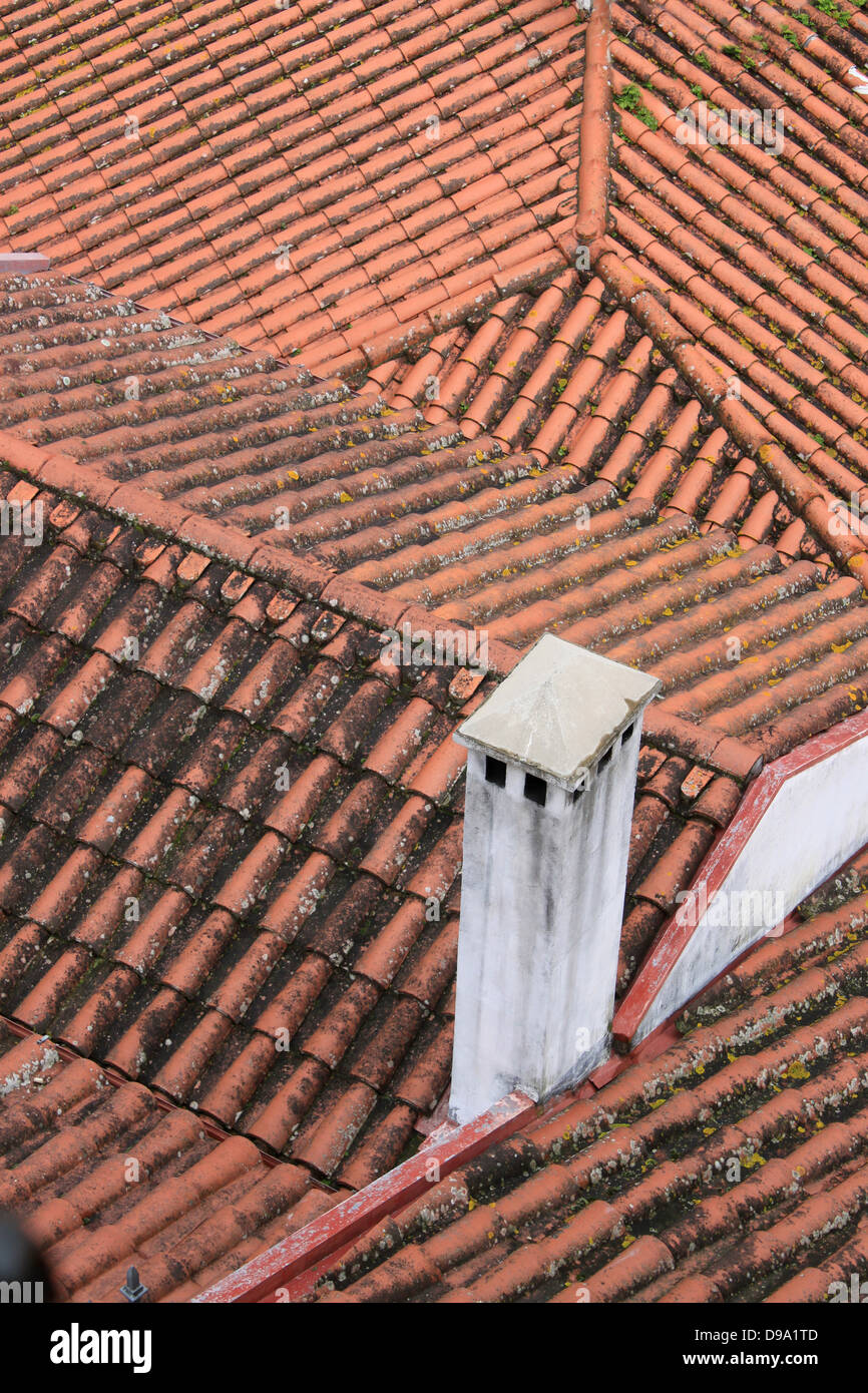 Rooftops in Portugal showing typical chimney Stock Photo - Alamy