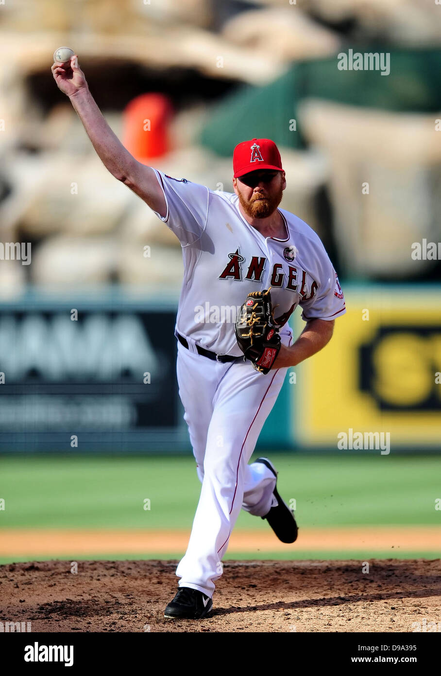 Anaheim, CA, USA. 15th June, 2013. Los Angeles Angels starting pitcher ...