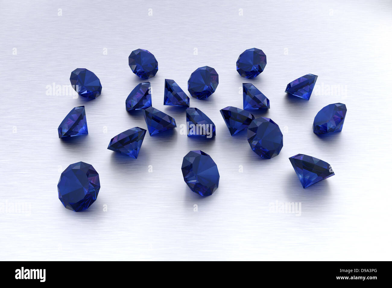 3D Sapphire - 18 Blue Gems - Grey Background Stock Photo - Alamy