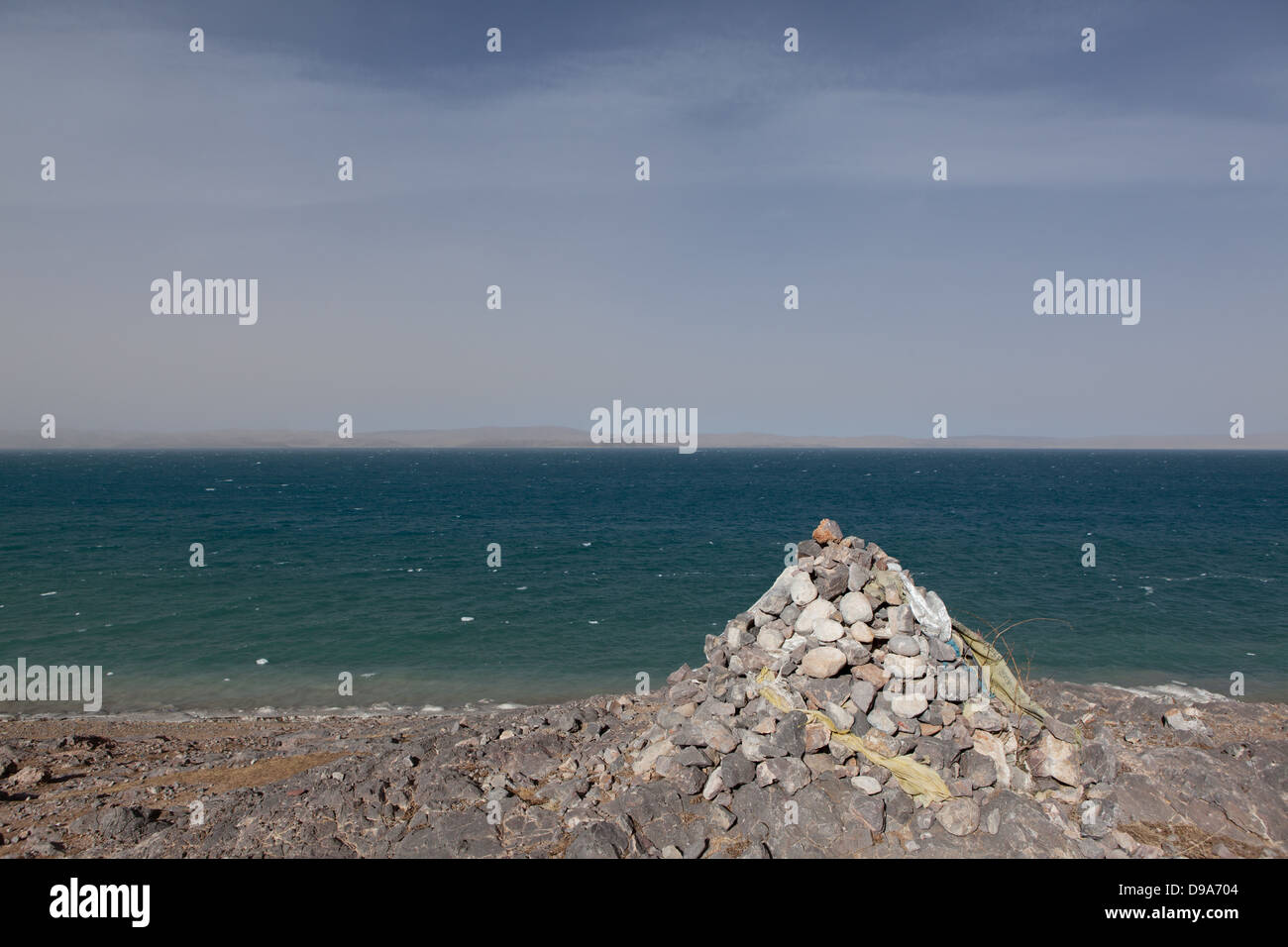 Namtso Lake, Heavenly Lake in Tibet, winter, Marnyi Stone side the lake ...