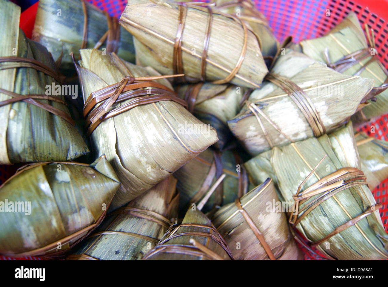 Chinese dumplings, is a traditional food. Have a pile of rice dumplings ...