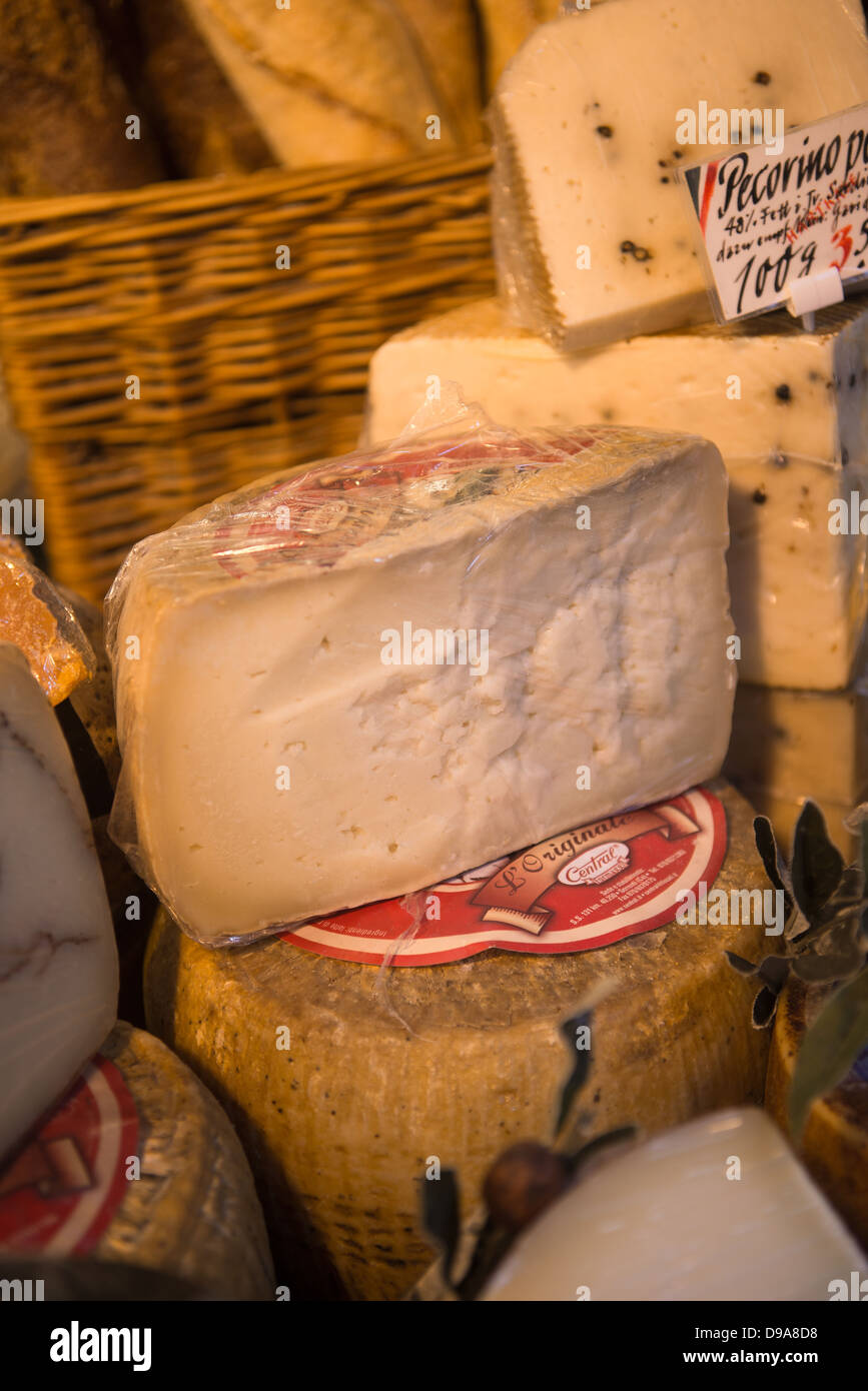Cheese assortment on the farmers market in Munich, Germany Stock Photo ...