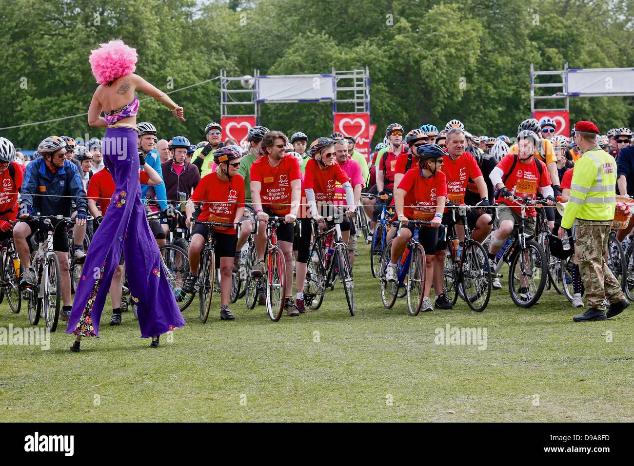 Clapham Common, London UK. 16 June 2013. Cyclists at the staged start ...
