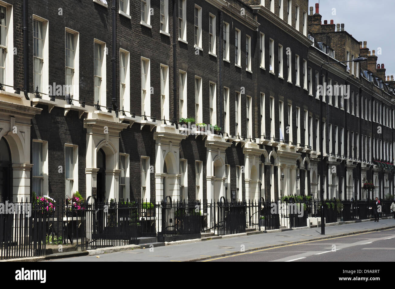 Terraced row of buildings, Gower Street, Bloomsbury, London, England ...