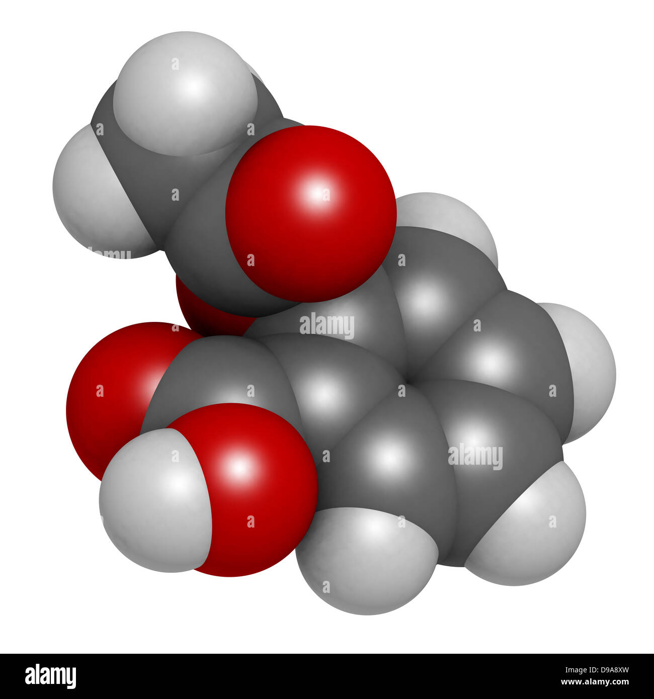 Acetylsalicylic acid (aspirin) pain relief drug molecule, molecular ...